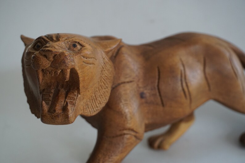 Wooden Tiger / Wooden figurine / Wood carving | Etsy