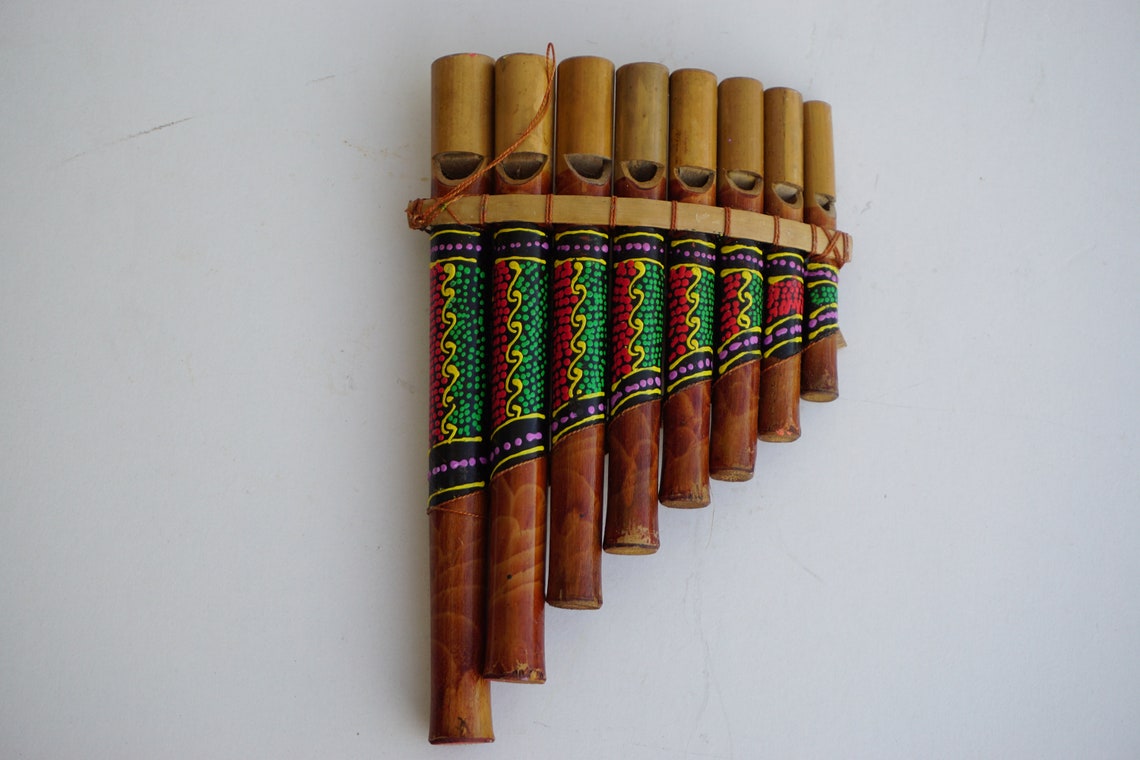 Bamboo flute / Flute with dots painting decoration / musical | Etsy