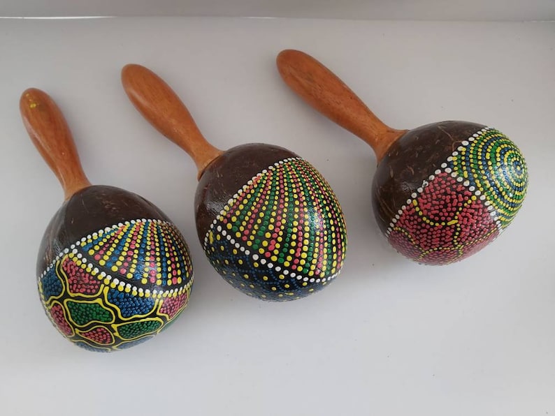 Coconut Maraca / Dots Painted Maraca / Musical Instrument / - Etsy