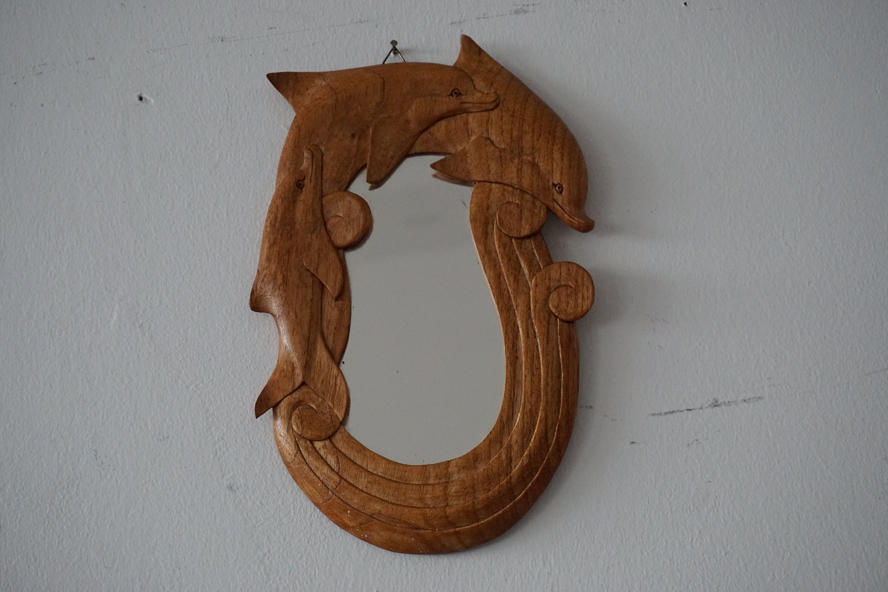 Wooden Dolphin frame Mirror / Carving Dolphin Mirror Wall | Etsy