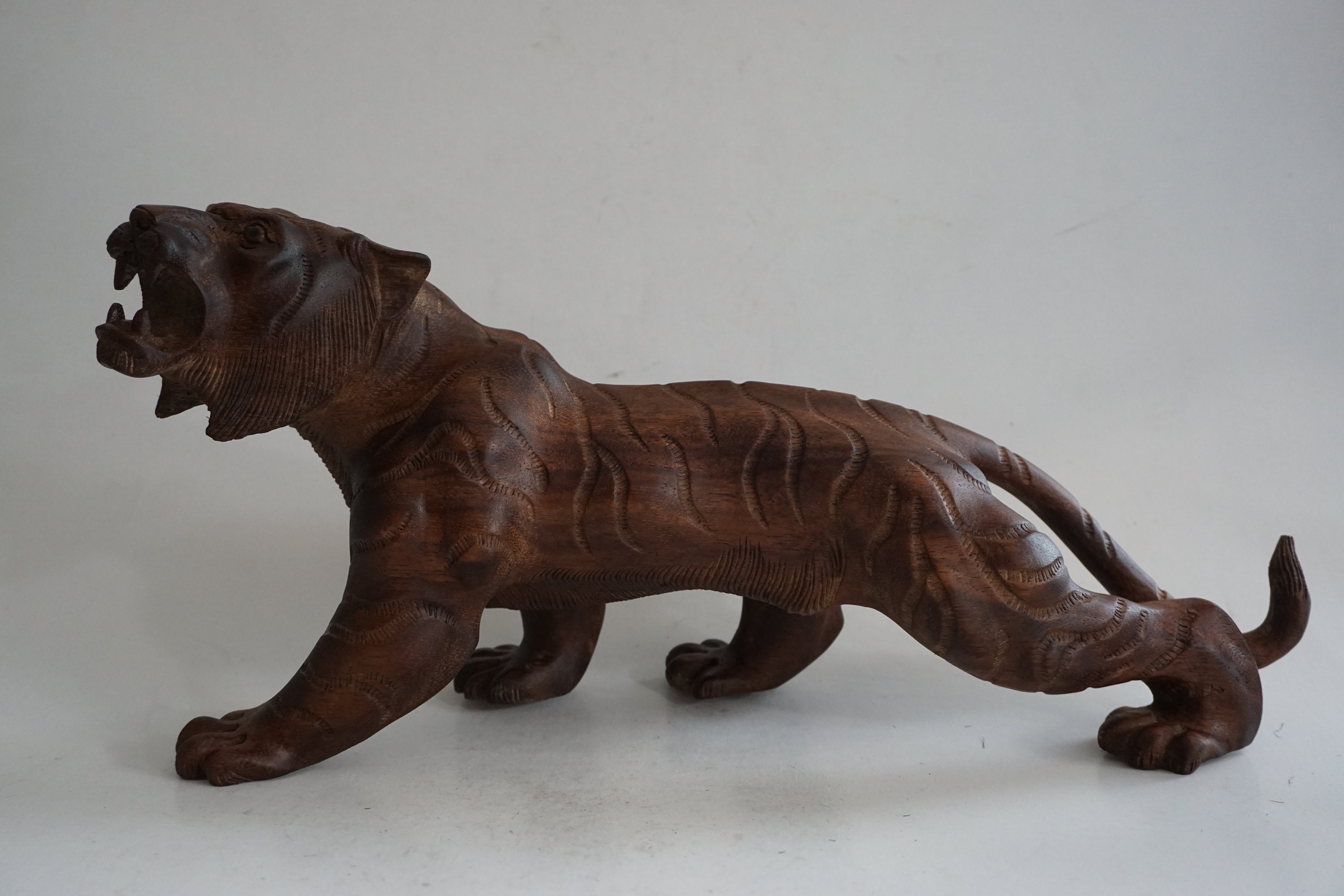 Wooden Tiger / Wooden Figurine / Wood Carving - Etsy