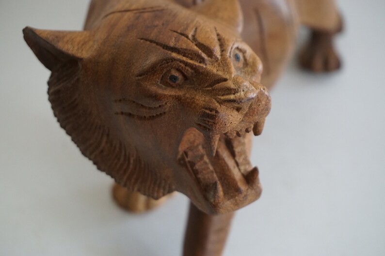 Wooden Tiger / Wooden figurine / Wood carving | Etsy