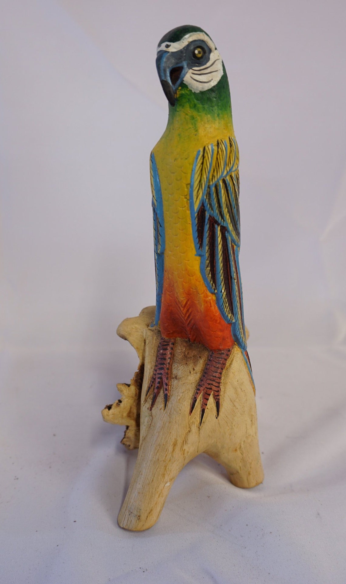 Hand carved and painted Tropical Parrot Wood Carving | Etsy