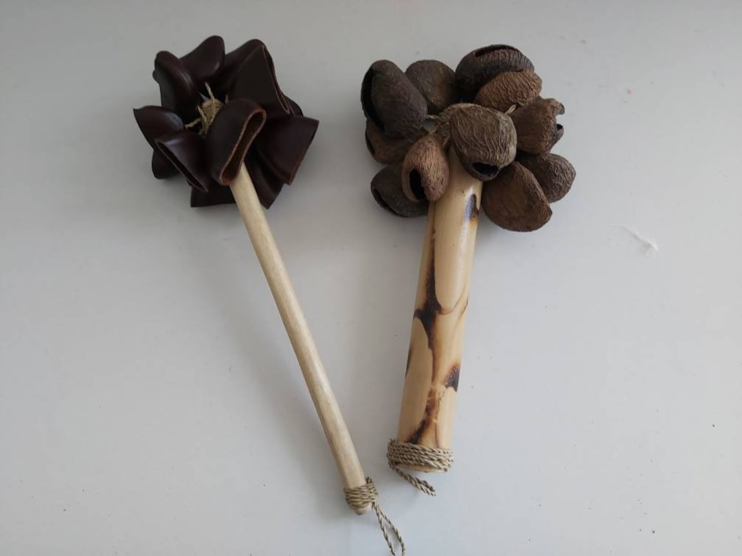 A Bamboo Stick Maraca Made by Tree Nut Shells - Nut Shells Maraca ...