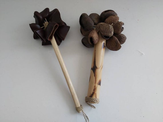 A Bamboo Stick Maraca Made by Tree Nut Shells Nut Shells - Etsy