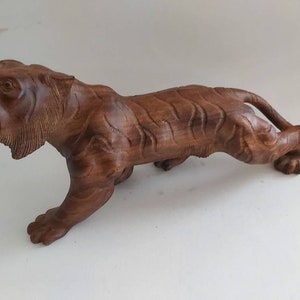 Wooden Tiger / Wooden Figurine / Wood Carving - Etsy
