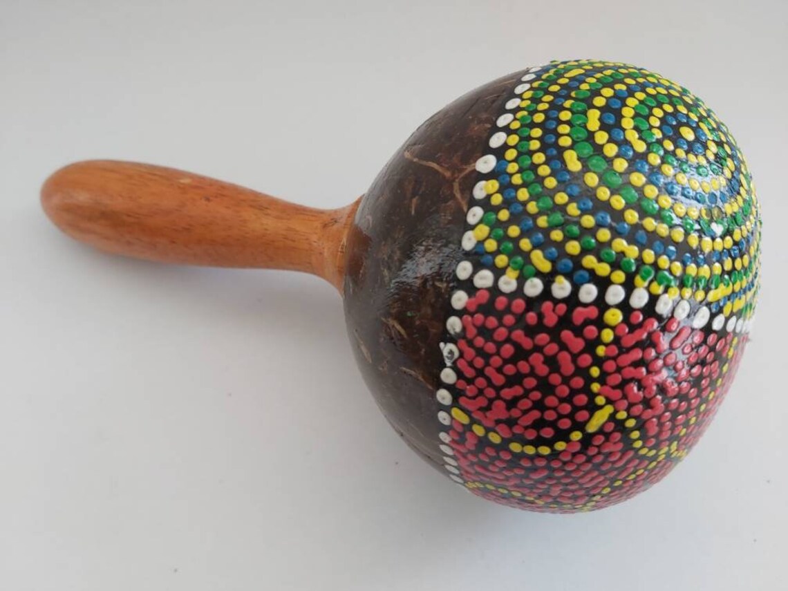 Coconut Maraca / Dots Painted Maraca / Musical Instrument / - Etsy