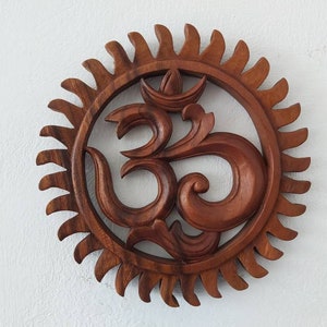 Om Symbol in Sun Frame - Wood Carving - Etsy