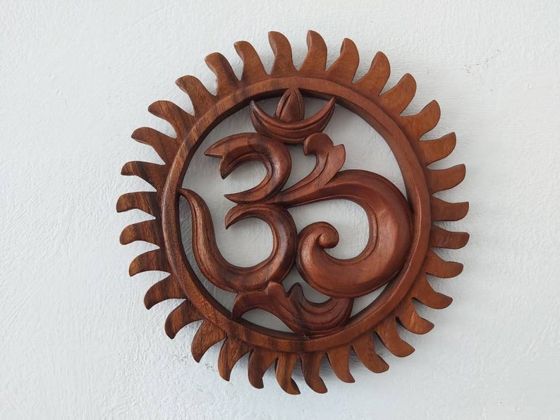 Om Symbol in Sun Frame Wood Carving | Etsy
