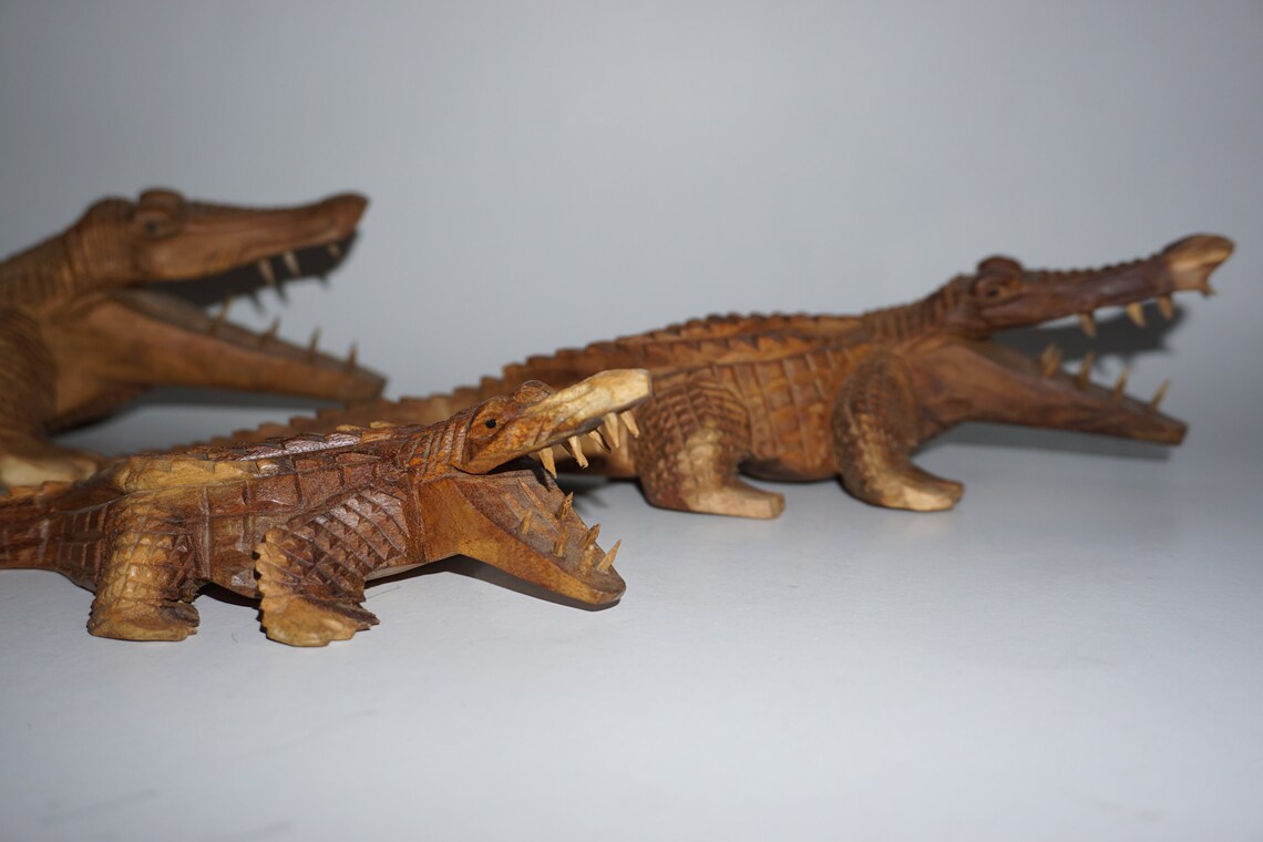Wooden Crocodile / Crocodile sculpture / Wood carving | Etsy
