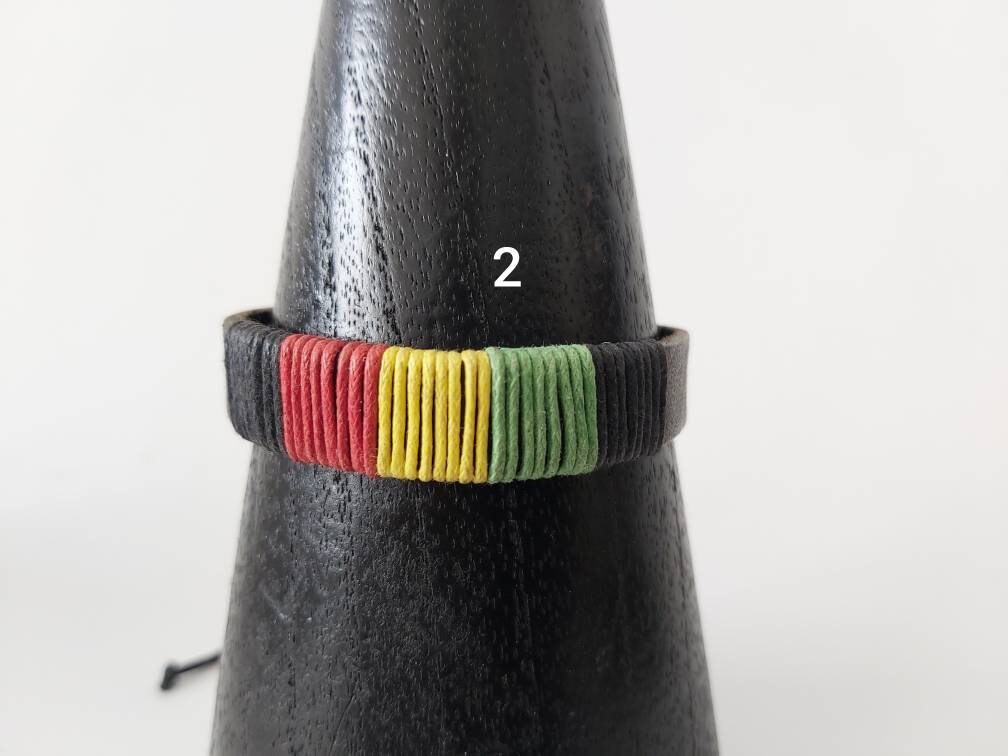 Adjustable Rasta leather bracelet. Reggae accessories. | Etsy