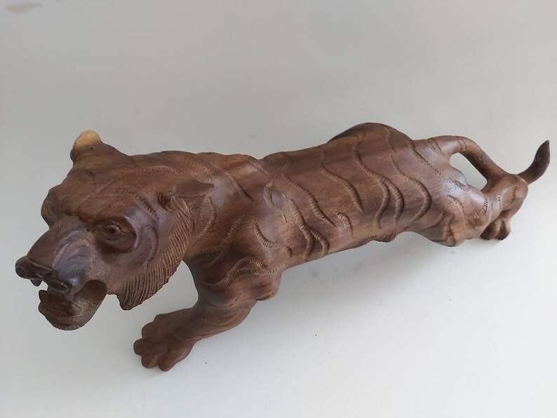 Wooden Tiger / Wooden Figurine / Wood Carving - Etsy