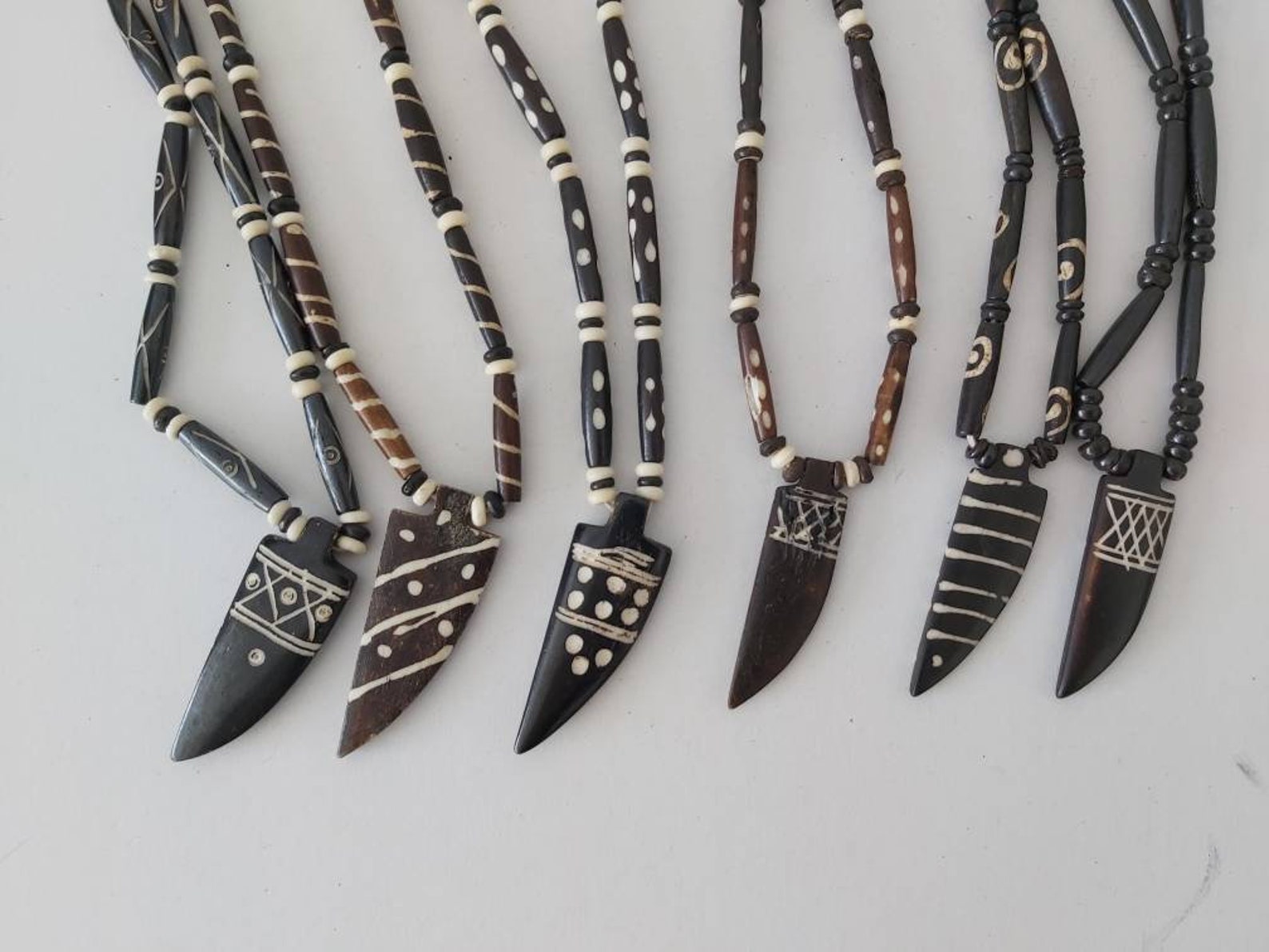 Buffalo bone pendant. Beaded bone necklace. Bone jewellery | Etsy