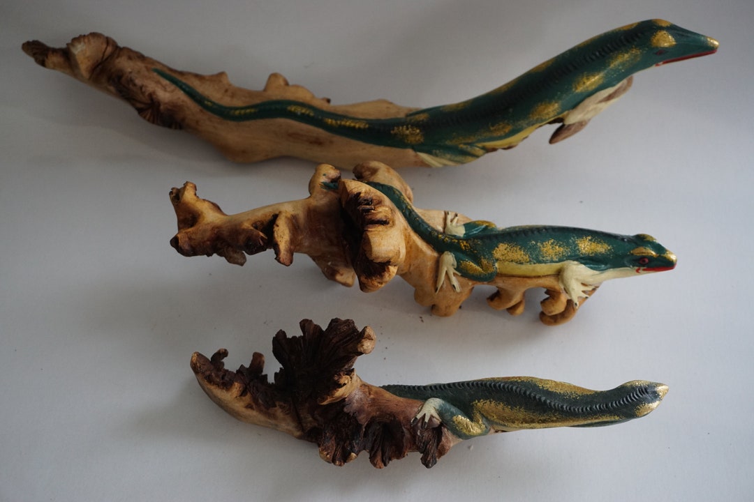 Hand Carved and Painted Lizard / Parasite Wood / Home Decor / Wood ...