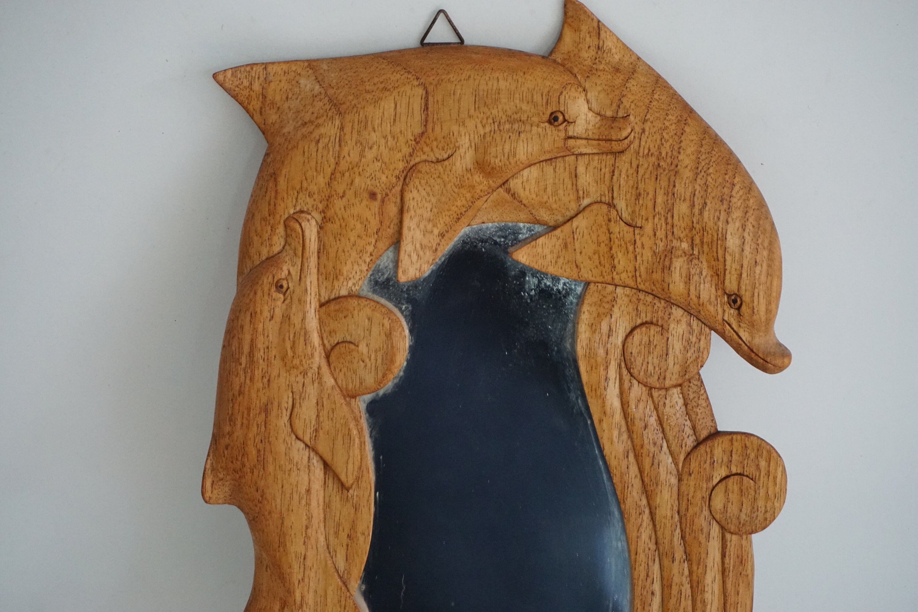 Wooden Dolphin frame Mirror / Carving Dolphin Mirror Wall | Etsy