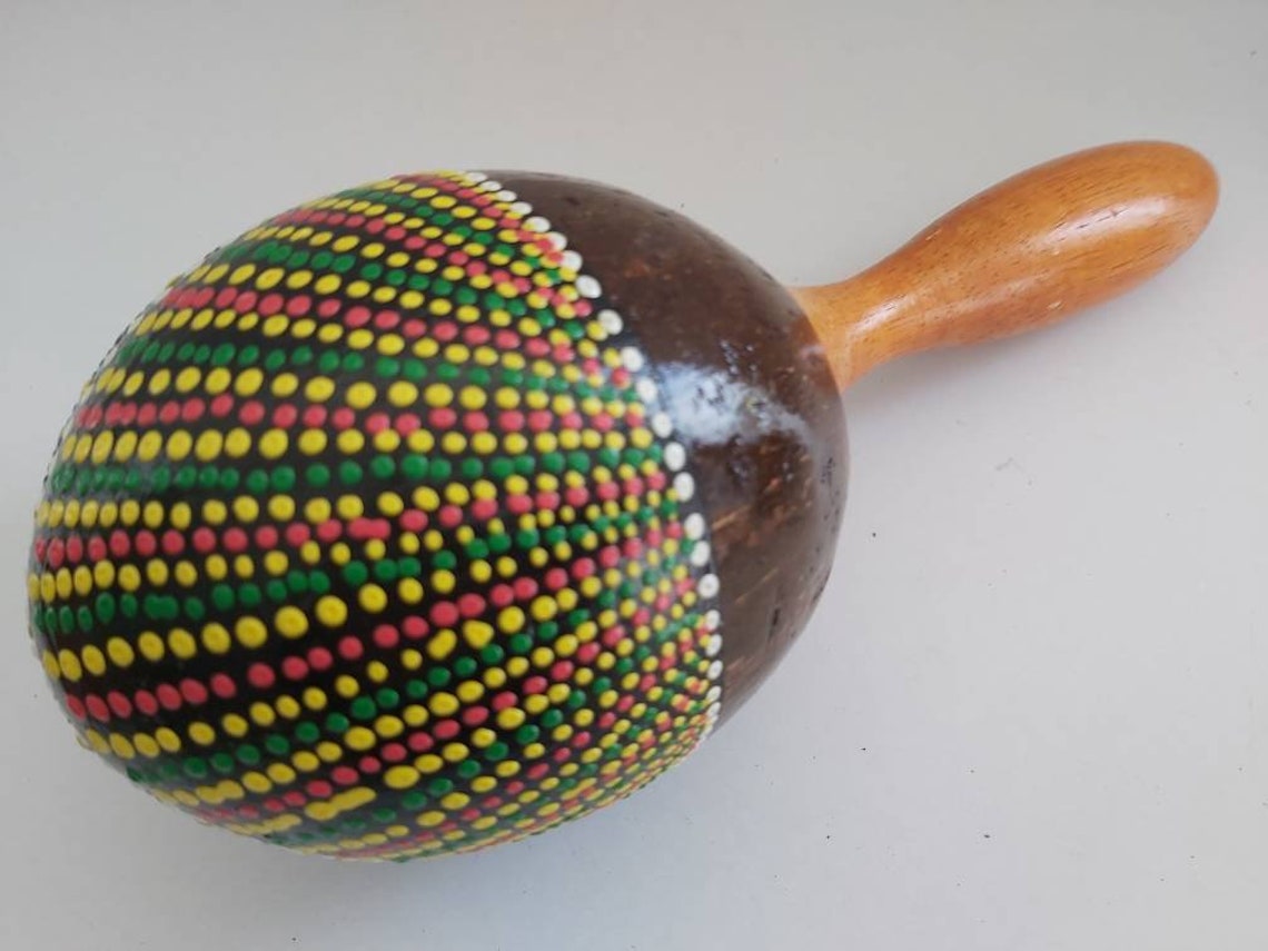 Coconut Maraca / Dots Painted Maraca / Musical Instrument / - Etsy