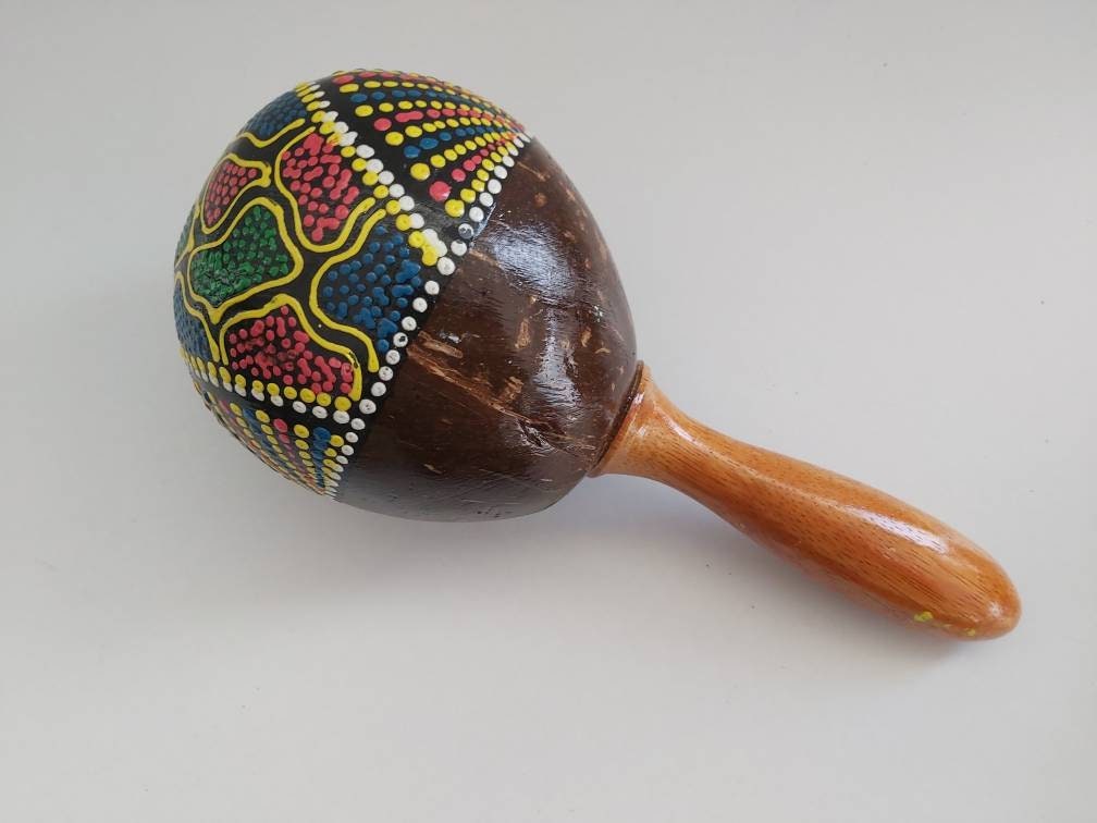 Coconut Maraca / Dots Painted Maraca / Musical Instrument / - Etsy
