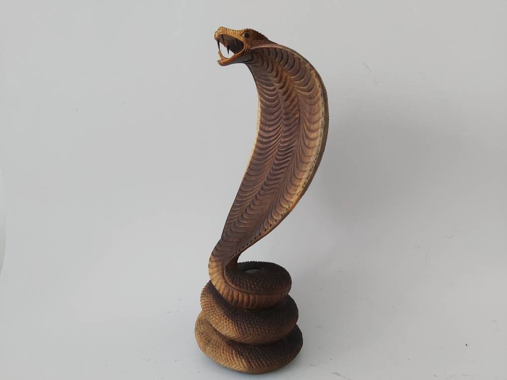 Aggressive Cobra. Wooden Cobra. Cobra Sculpture. Wood Carving - Etsy Israel
