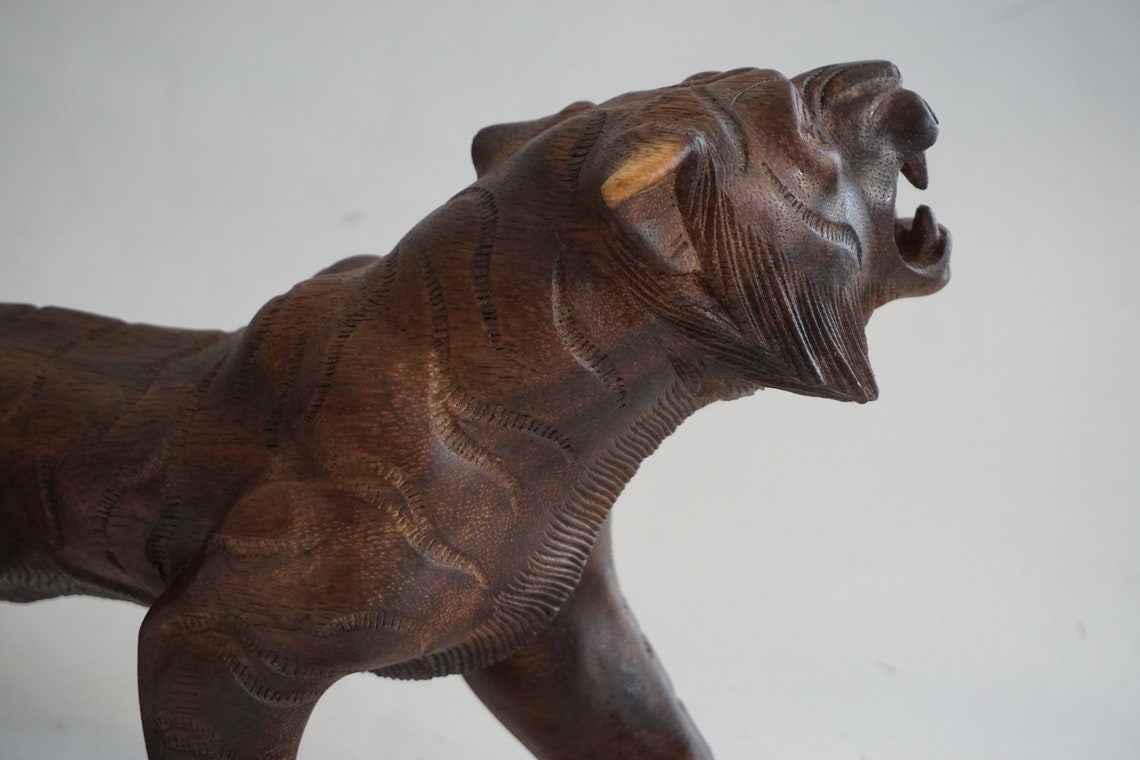 Wooden Tiger / Wooden figurine / Wood carving | Etsy