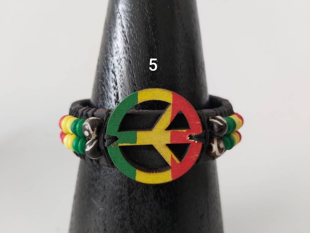 Adjustable Rasta leather bracelet. Reggae accessories. | Etsy