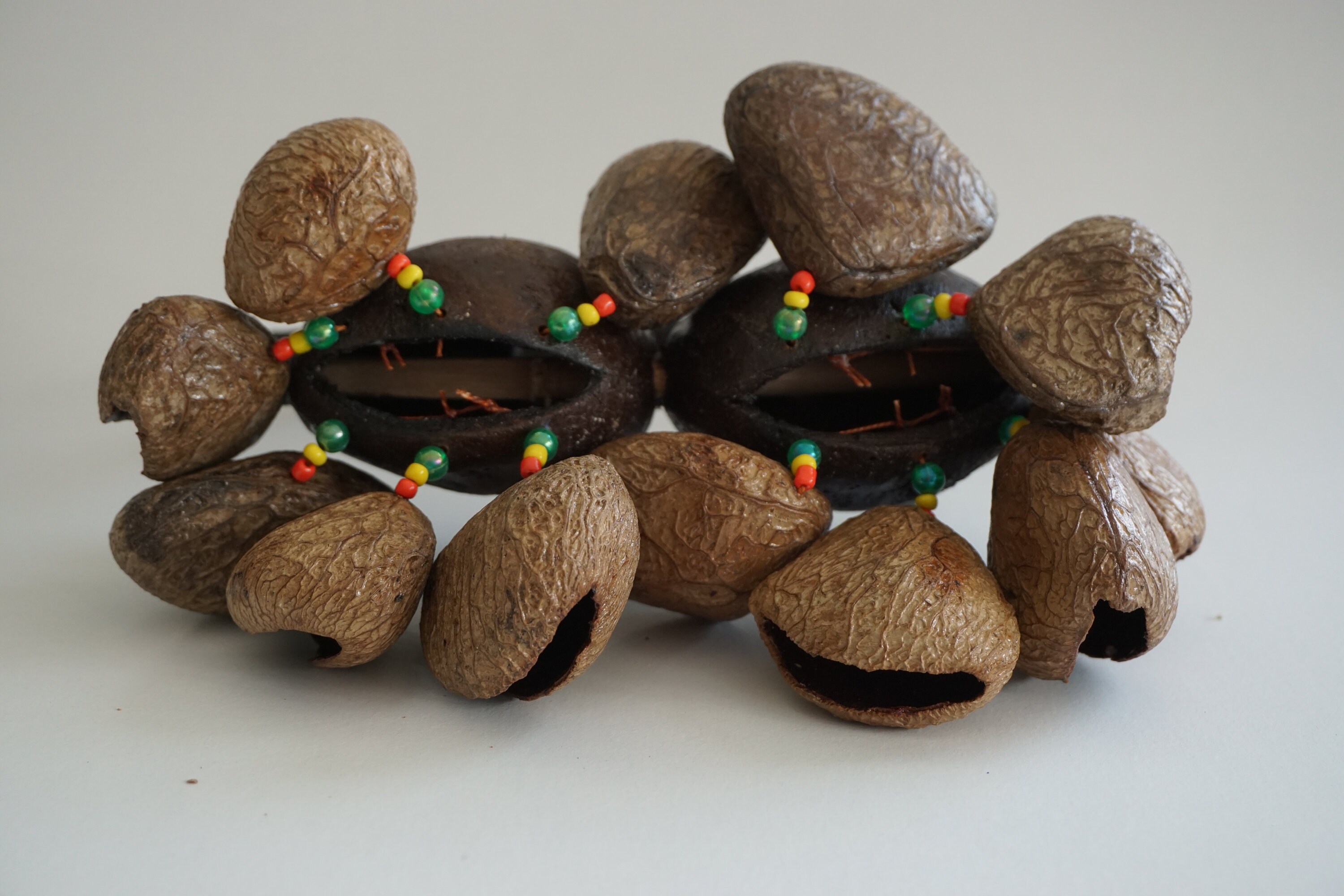 A Hand-held Shaker made of Tree Nut Shells Handicraft | Etsy