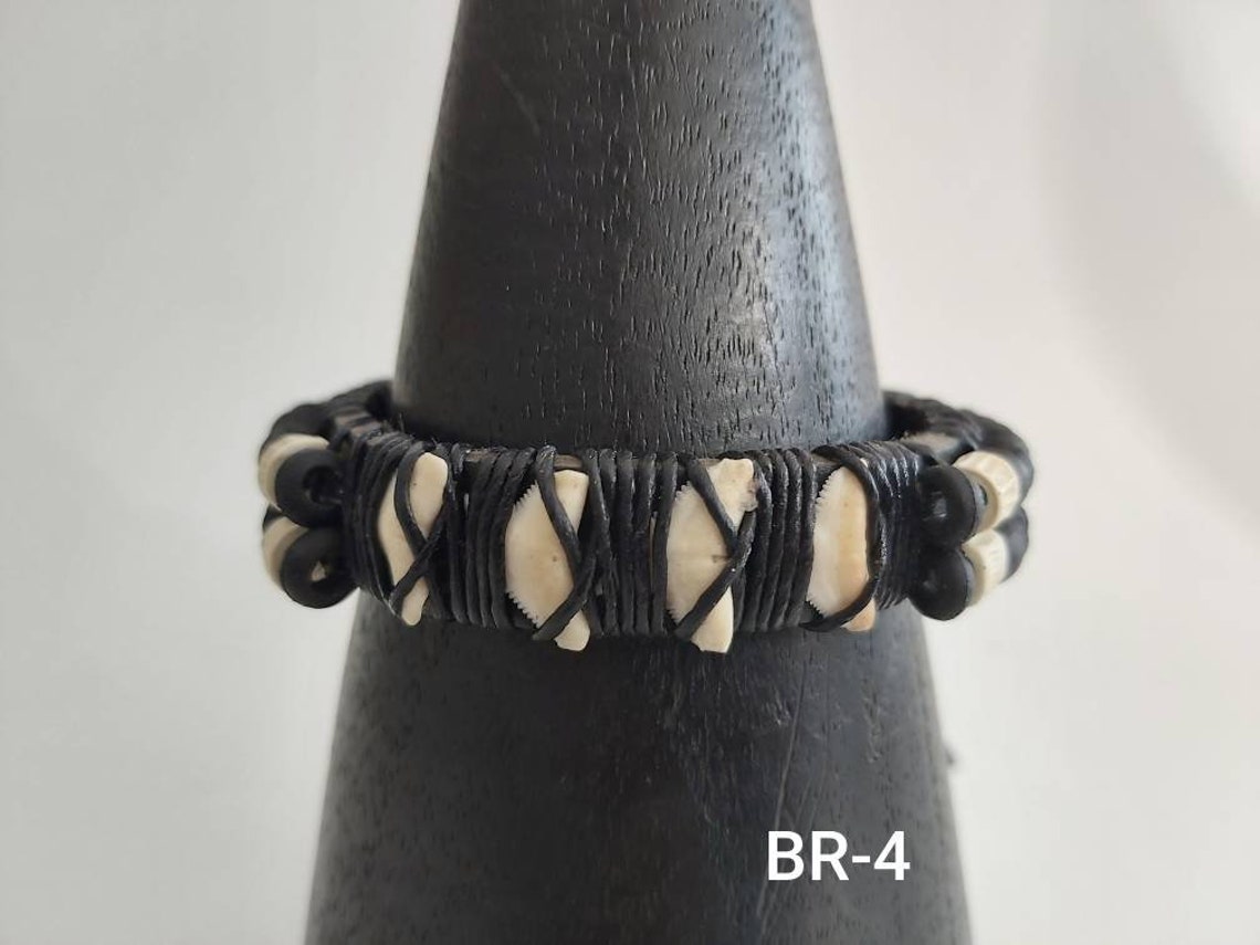 Shark Teeth Leather Bracelet / Shark Teeth Bracelet / Handmade - Etsy