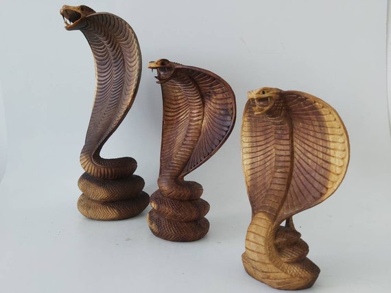 Aggressive Cobra. Wooden Cobra. Cobra Sculpture. Wood Carving | Etsy