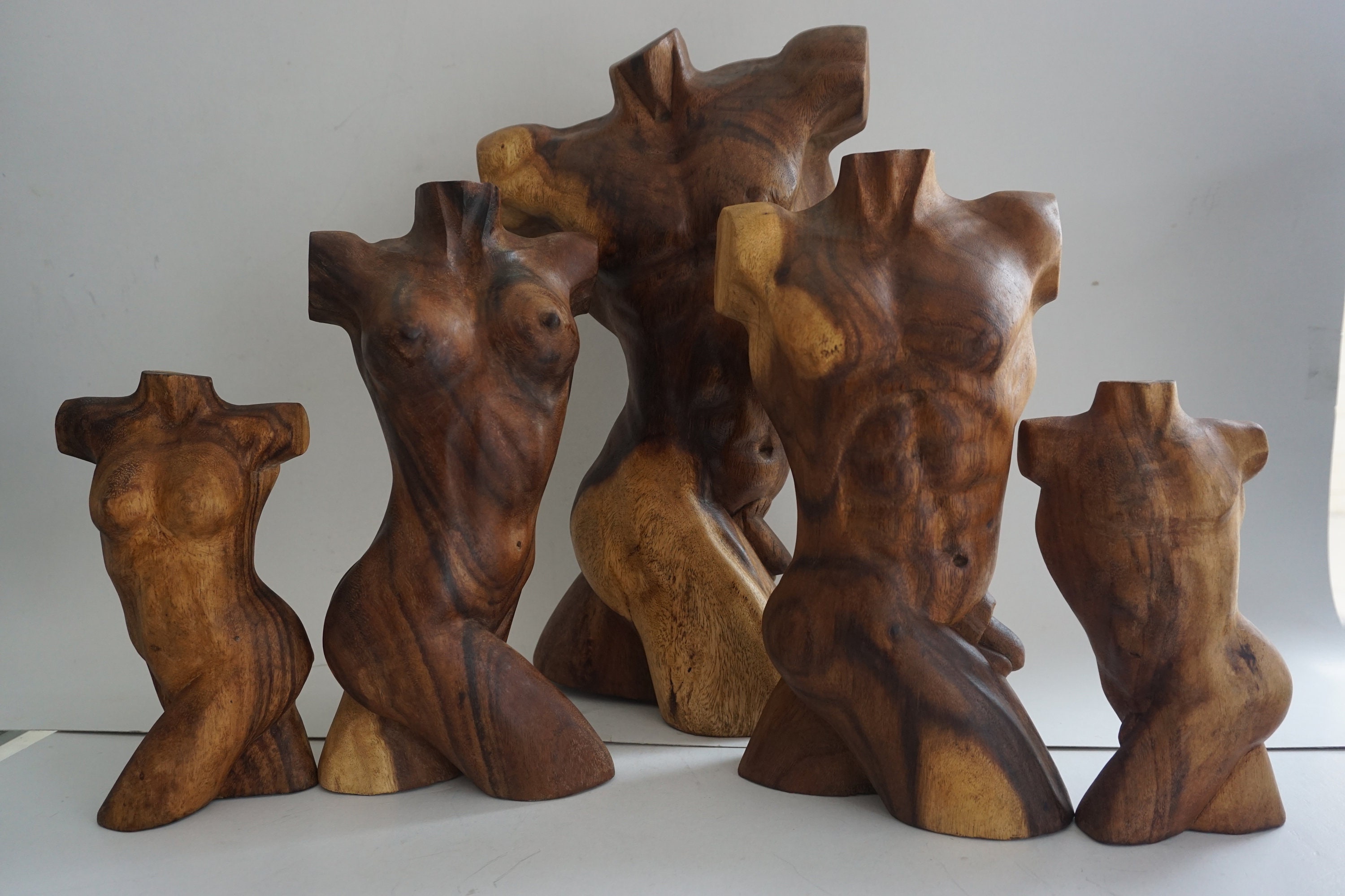 Art & Collectibles Sculpture Wooden Male and Female Torso Wood Carving ...