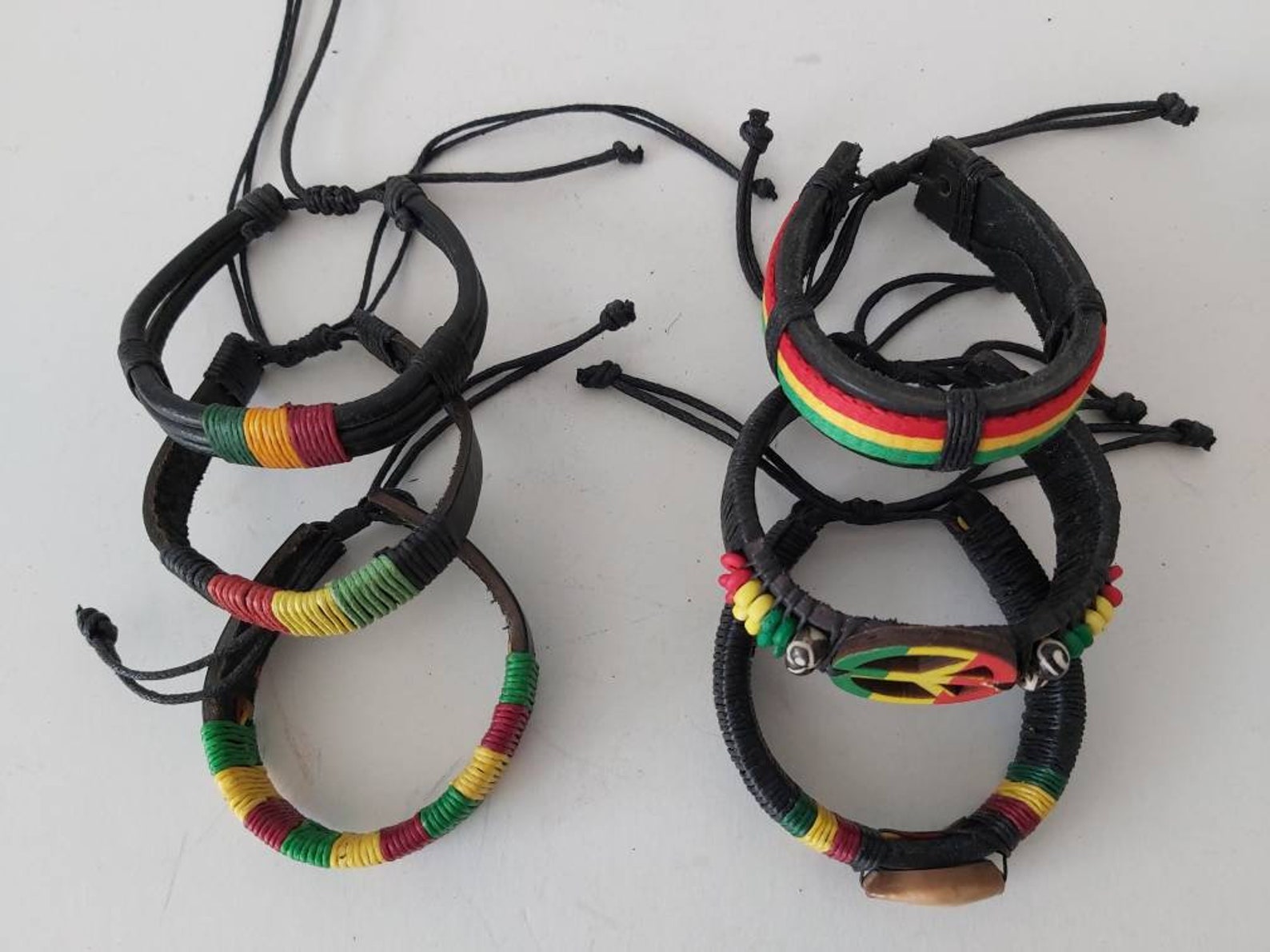 Adjustable Rasta leather bracelet. Reggae accessories. | Etsy