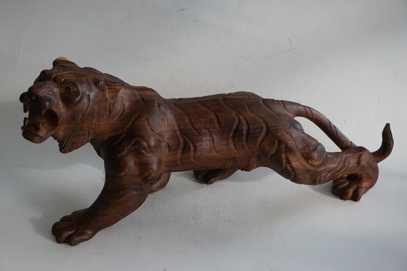Wooden Tiger / Wooden figurine / Wood carving | Etsy