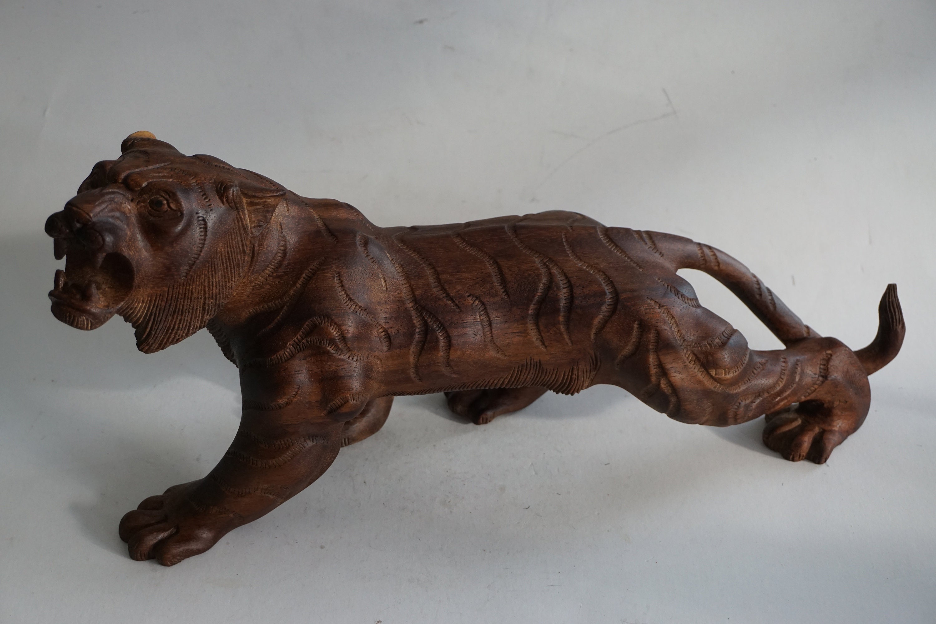 Wooden Tiger / Wooden Figurine / Wood Carving - Etsy