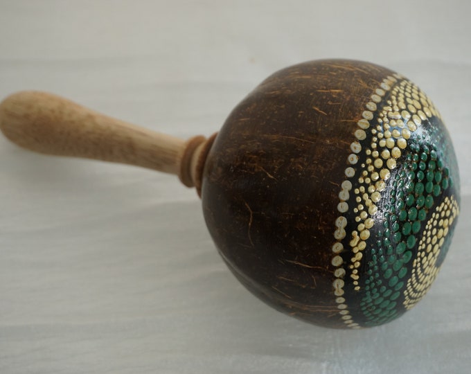 Coconut Maraca / Dots Painted Maraca / Musical Instrument / | Etsy