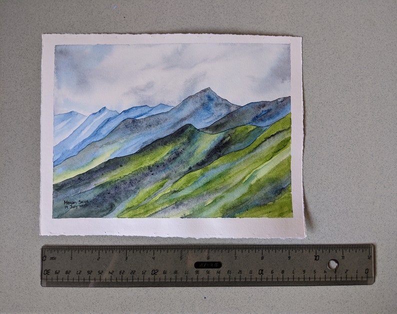 Alpine Mountains Watercolor Landscape | Original Watercolor ...
