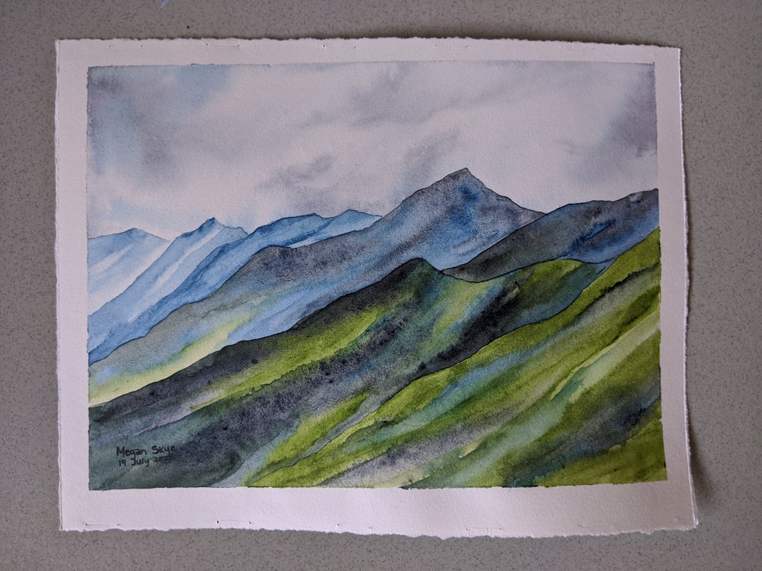 Alpine Mountains Watercolor Landscape | Original Watercolor ...