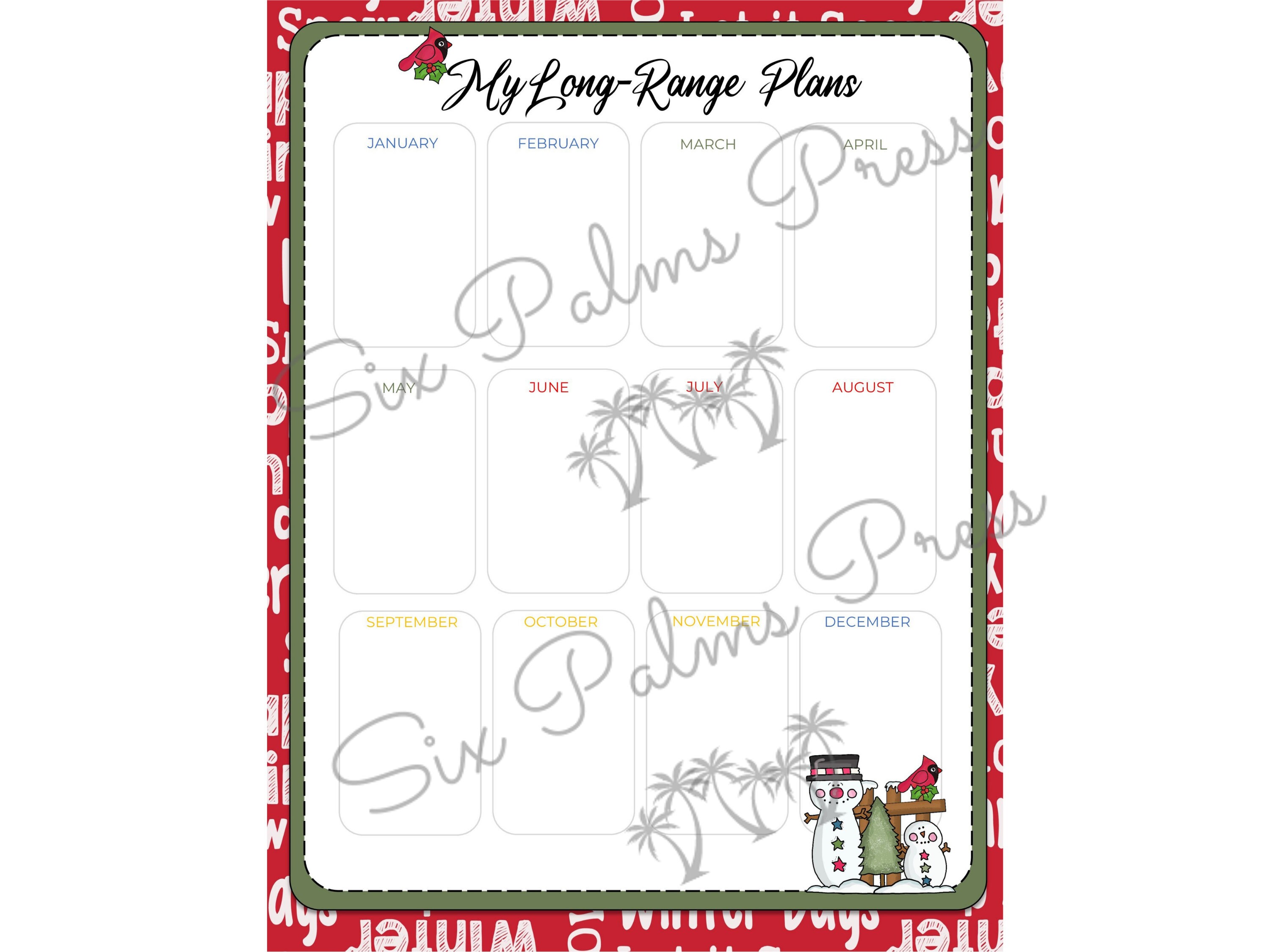 Printable Planner: Winter "let It Snow" - Etsy