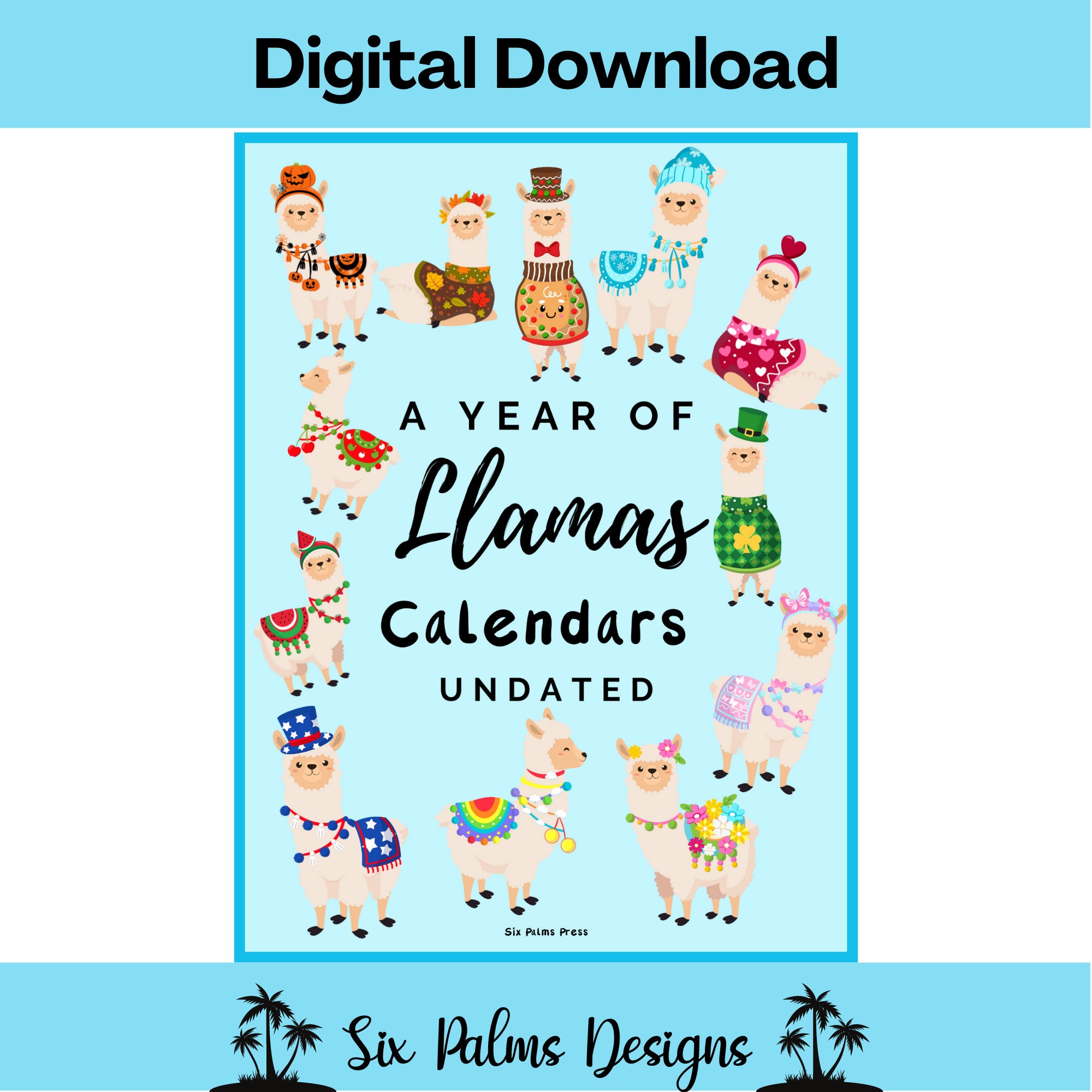 Undated Printable Llama Calendar - Cute & Fun for Kids and Adults ...