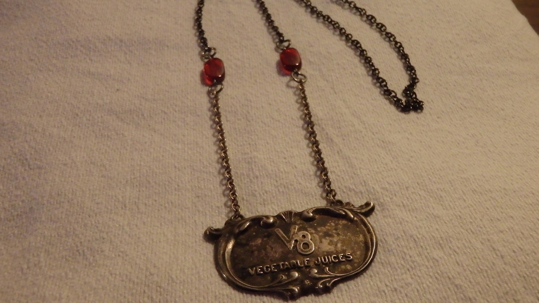 Vintage V8 Vegetable Juices Decanter Tag Necklace - Etsy