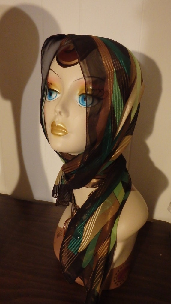 vintage scarf retro 70s - Gem