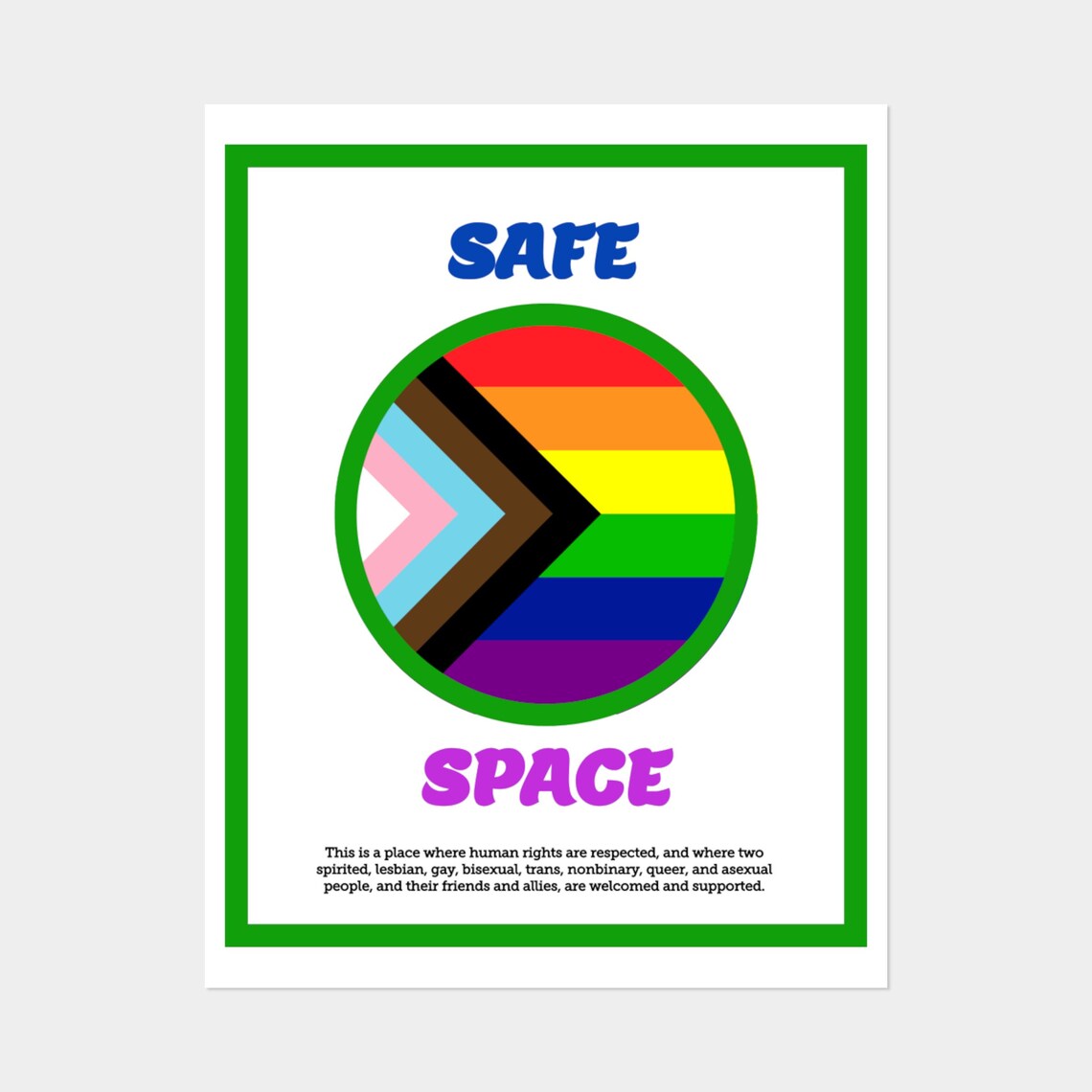Safe Space Poster Printable Lgbtqia2s and Ally - Etsy