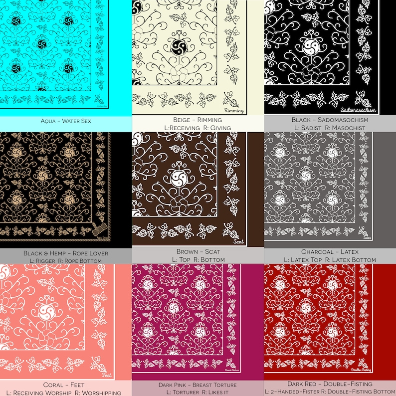 Hanky Code Bandanas Single-sided Print Gay/fetish Flagging - Etsy