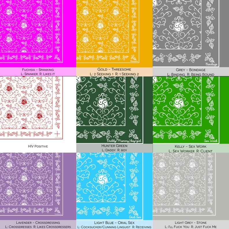 Hanky Code Bandanas Single-sided Print Gay/fetish Flagging - Etsy