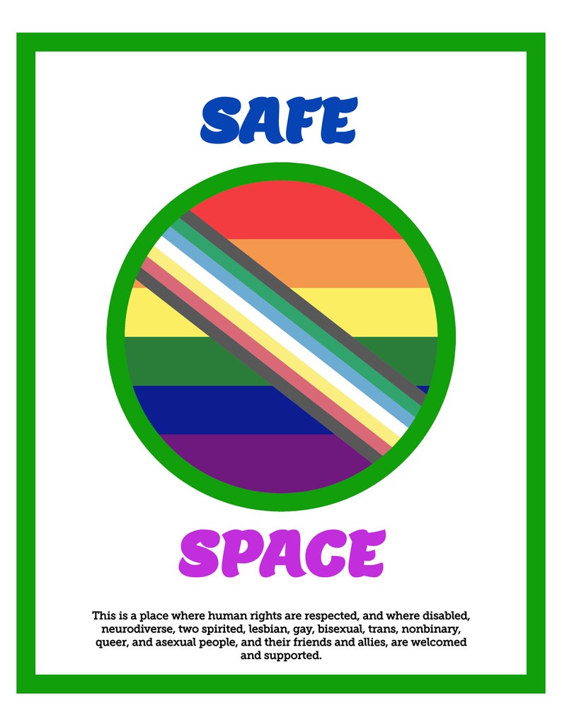 Safe Space Poster Printable Lgbtqia2s and Ally - Etsy