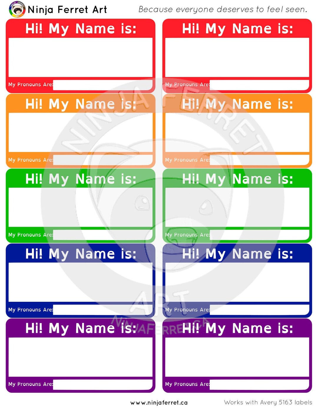 Name and Pronoun Labels | Printable | Fits Avery 5163 | LGBTQIA2S+ - Etsy