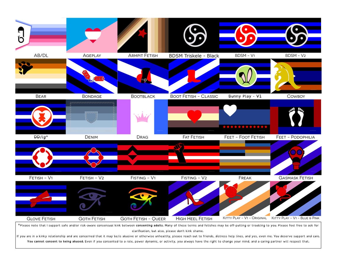 Choose Your Fetish Pride Wall Flags All Over Print 5 Sizes Bdsm