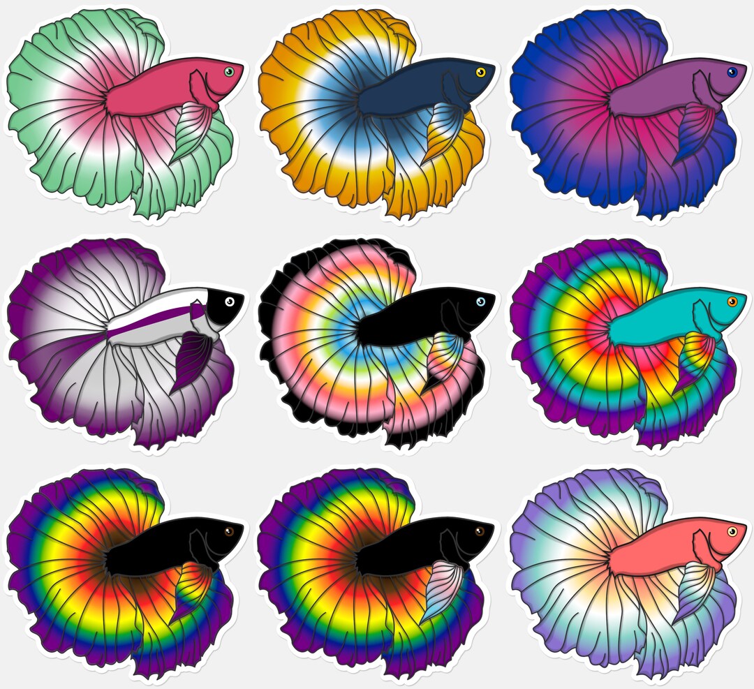 Pride Betta Fish Vinyl Sticker Pack! | Mix and Match | Flag Stickers ...