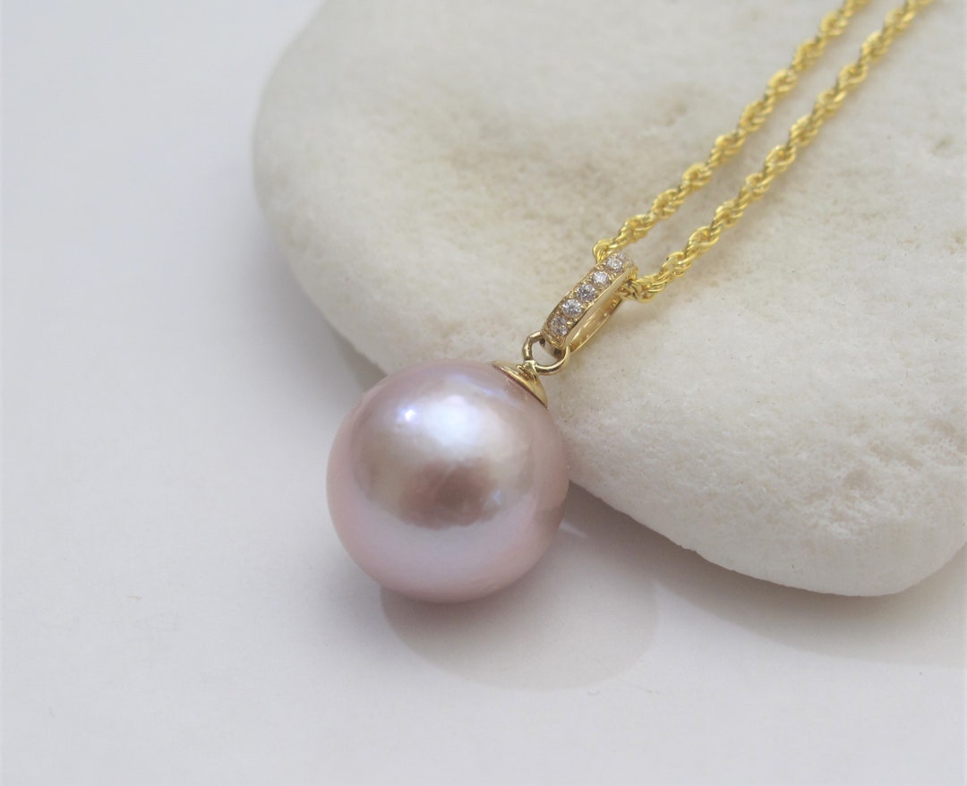 18k Gold Pink Edison Pearl Pendant Necklace: Bridal Jewelry (3055-NK ...