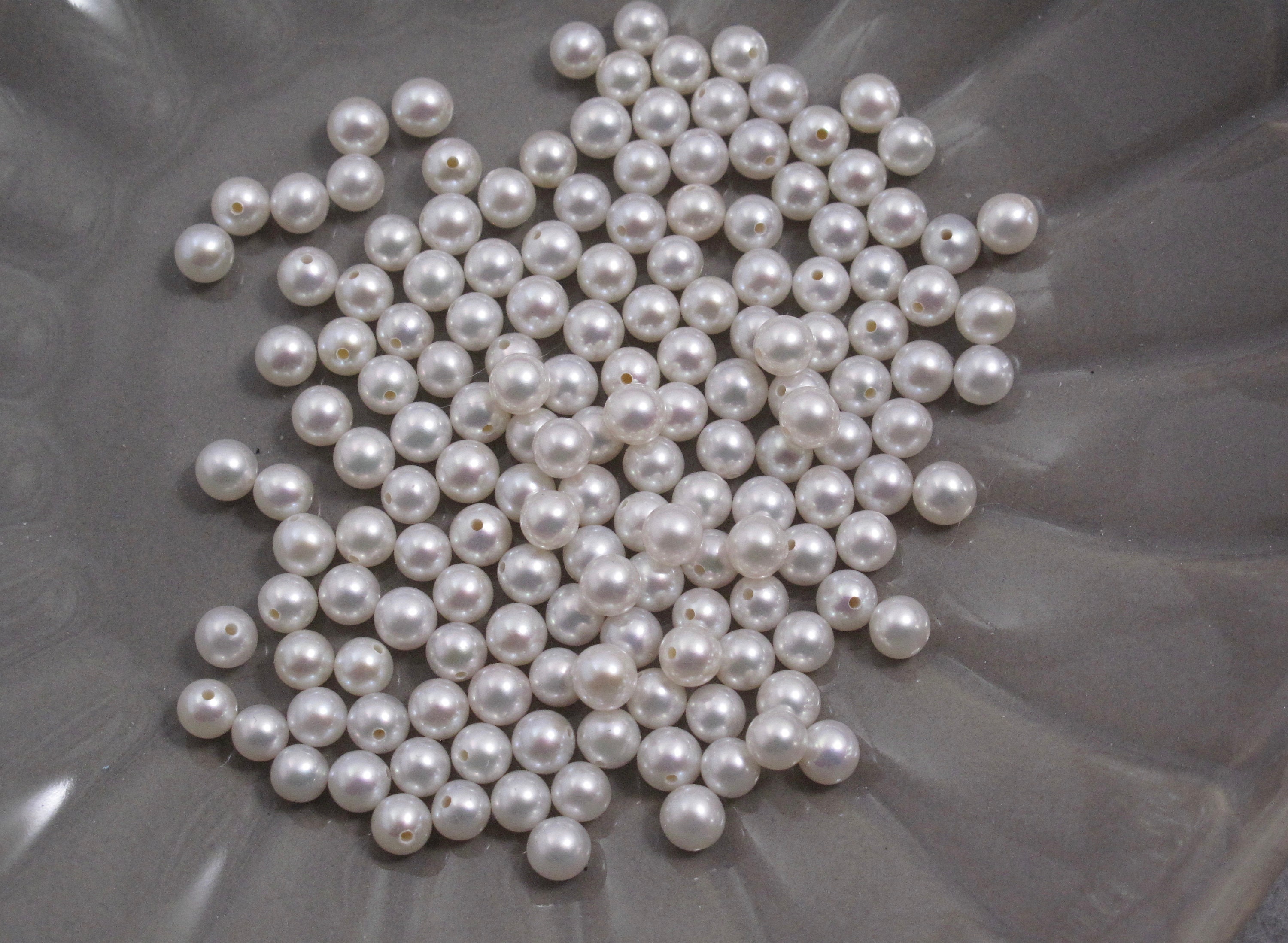 4-4.5mm AAAA White Freshwater Pearl Beads: High Luster (half Drilled ...