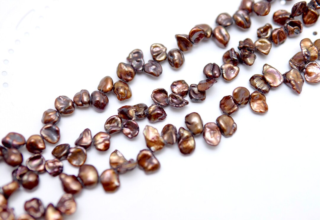 7-9mm Brown Colored Keshi Pearl Beads, Limited Edition Top Side Drilled ...