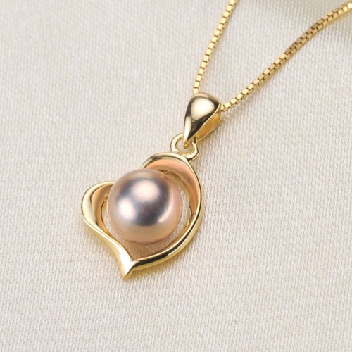 925 Sterling Silver OR Gold Heart Pendant Setting for Half - Etsy