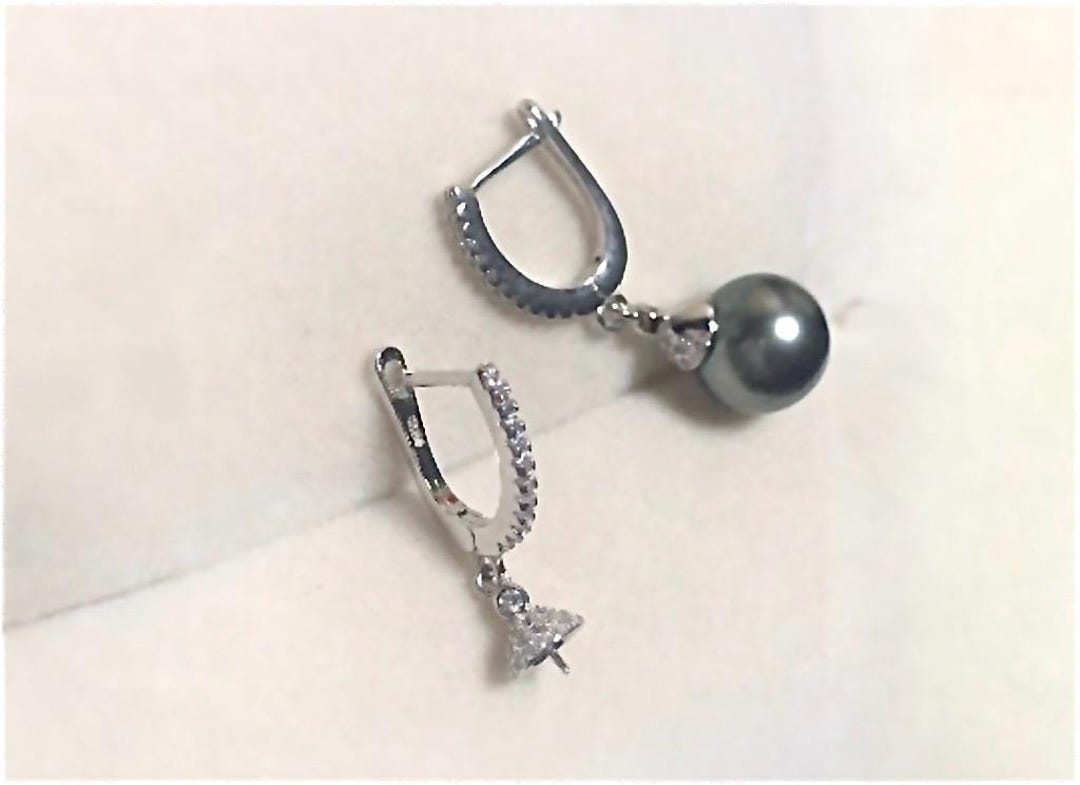 CZ Sterling Silver Loop Earring Findings: DIY Pearl Mounts - Etsy